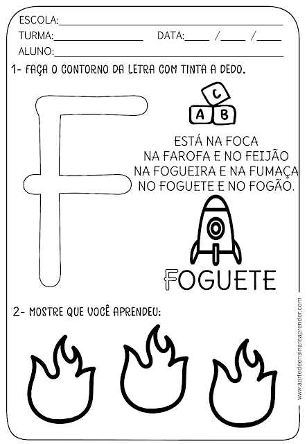 Atividade pronta - Alfabeto: Letra F - A Arte de Ensinar e Aprender