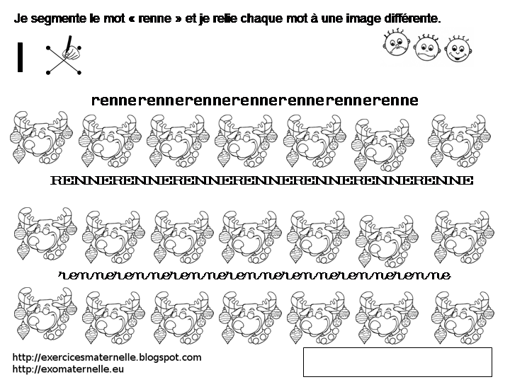 Maternelle: Segmentation avec des mots de Noël : lutin, traîneau ...