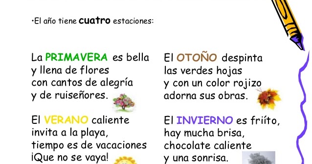 RECURSOS PARA MI CLASE DE INFANTIL: POEMAS DE LAS CUATRO ESTACIONES DEL AÑO
