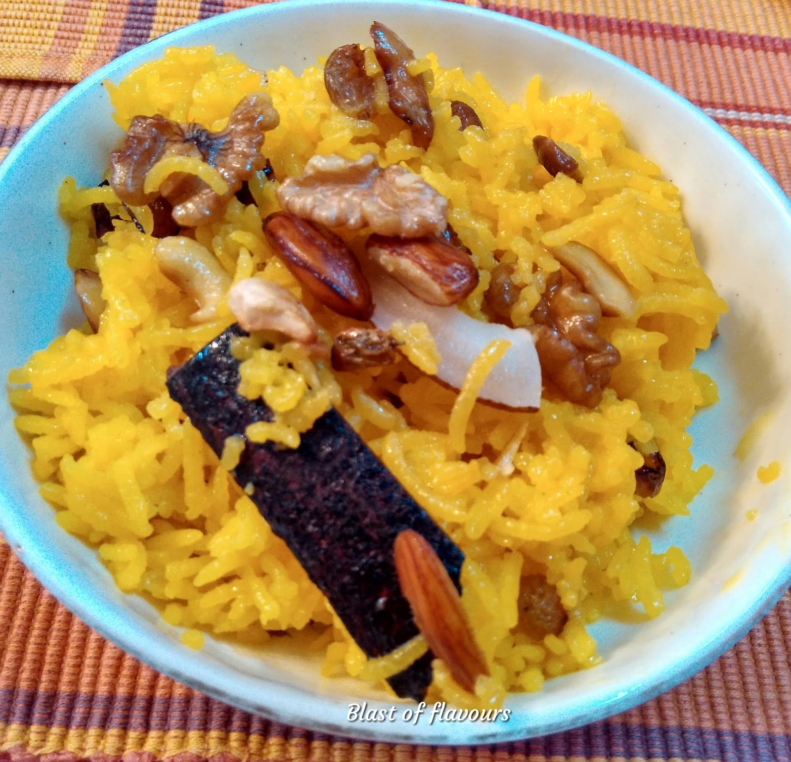 Sweet Saffron Rice/Meethe Chawal | Blast Of Flavours