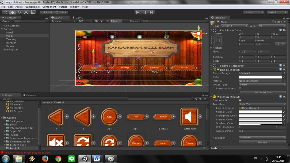 Dika Darmawan: Cara Pembuatan Scene Dan User Interface Di Unity
