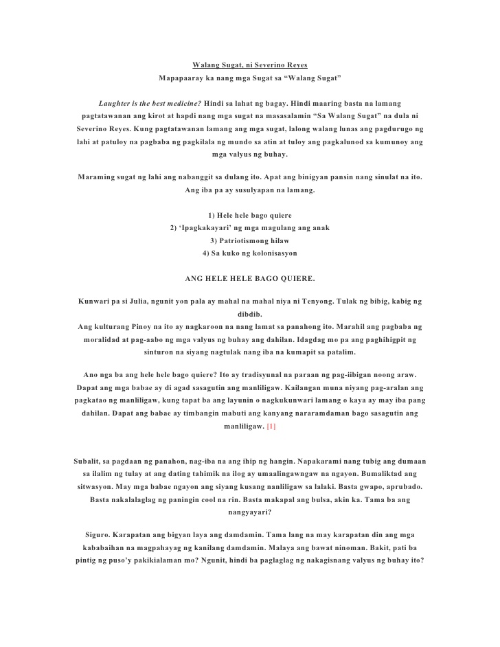 walang sugat ni severino reyes - philippin news collections