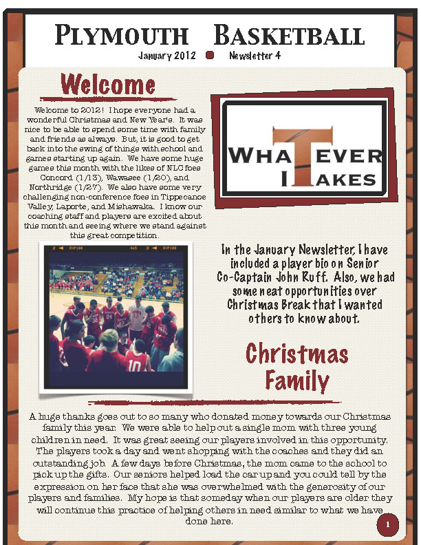Plymouth Alumni Association: January Plymouth Basketball Newsletter