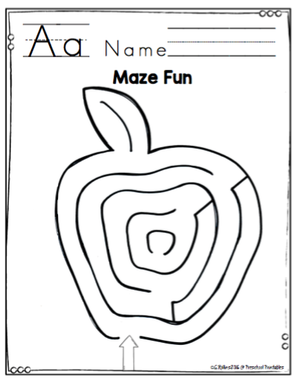 Alphabet Letter and Picture Mazes "No Prep" ~ Preschool Printables