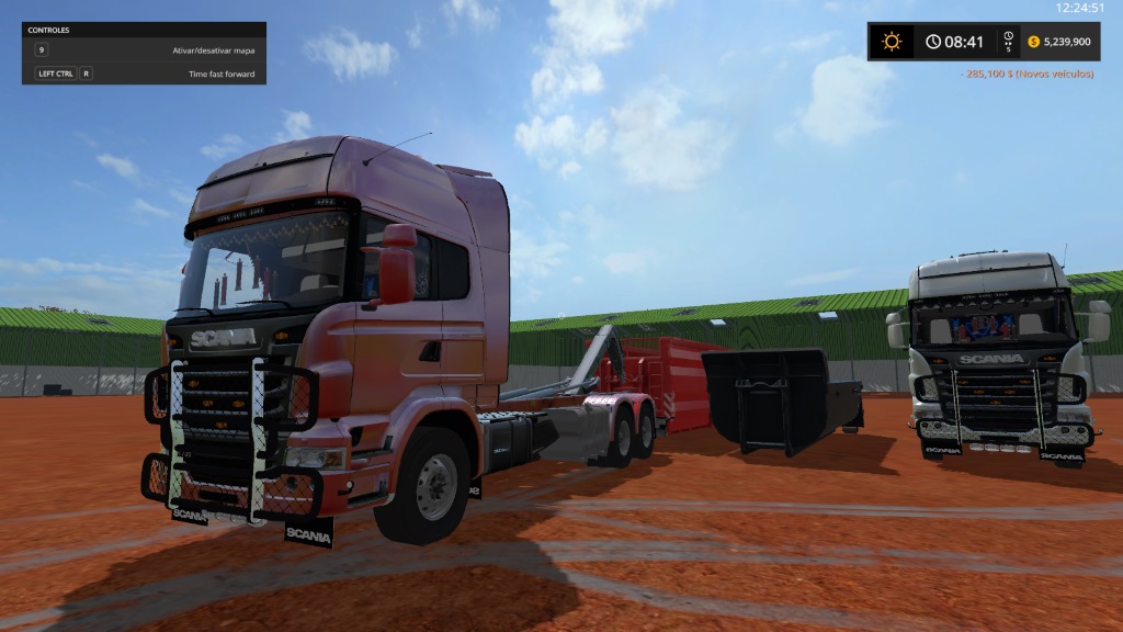 Farming Simulator Sul: SCANIA V8 HKL WITH RAIL TRAILER V1.0.2.0