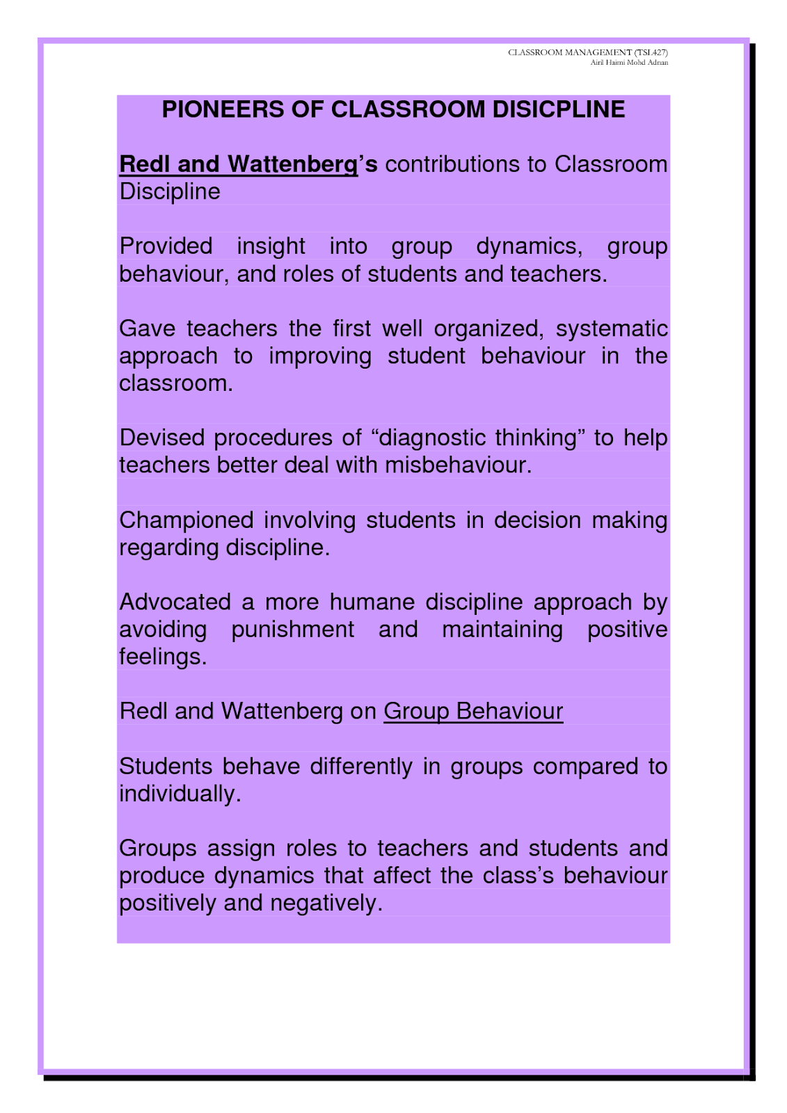 Models of discipline