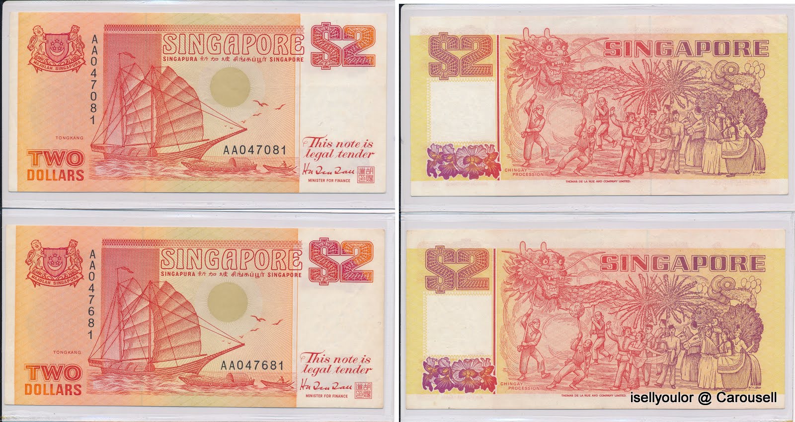 isellyoulor Carousell: Singapore Ship $2 Orange Banknotes With AA First ...