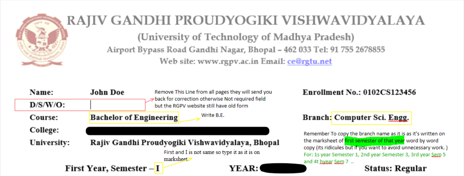 RGPV से Transcript हासिल करने का तरीका (हिंदी में)