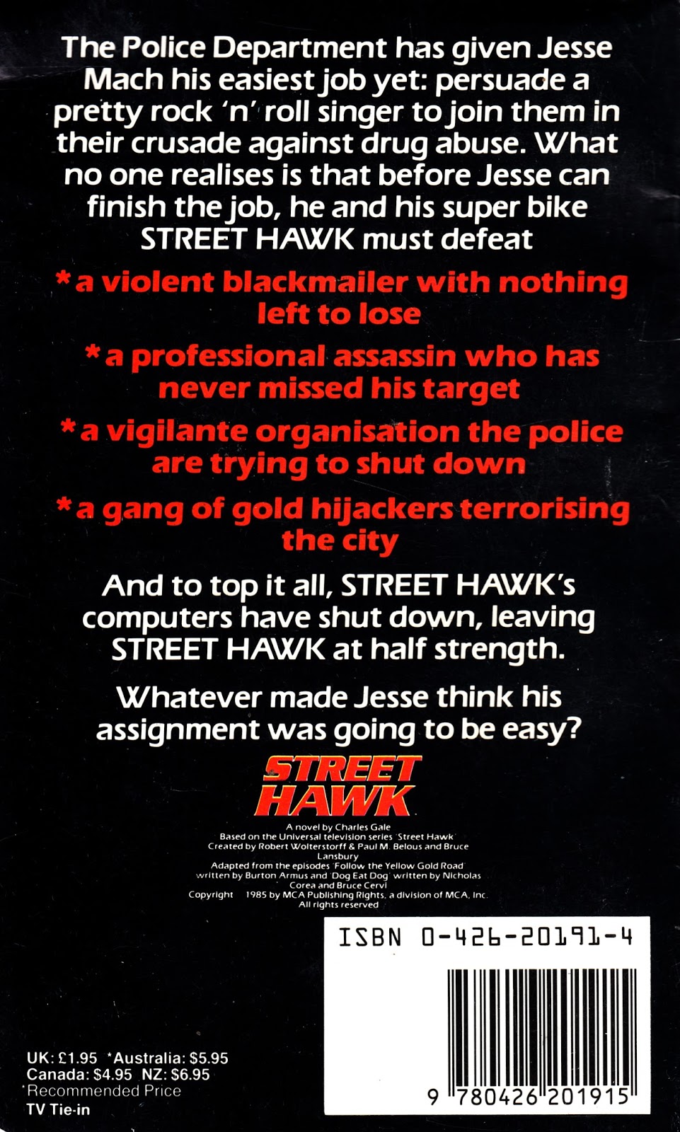 STARLOGGED - GEEK MEDIA AGAIN: 1985: STREET HAWK 3: GOLDEN EYES (Target ...