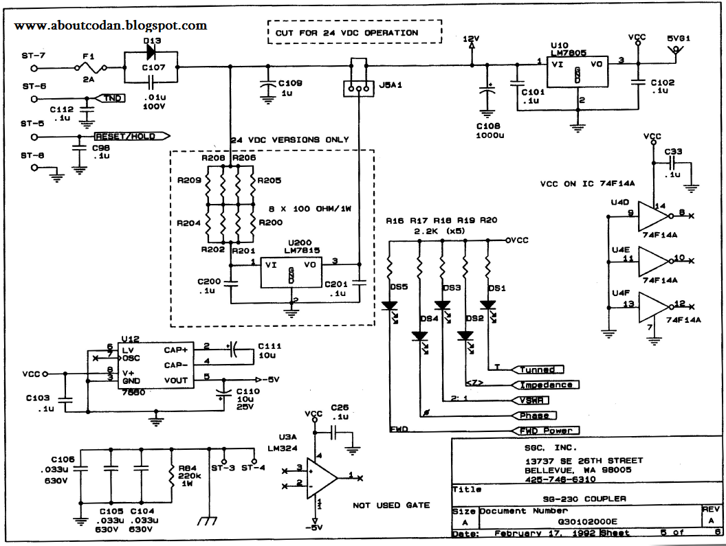 Everything about CODAN: CODAN 9103 (SGC 230) Antenna Coupler schematic