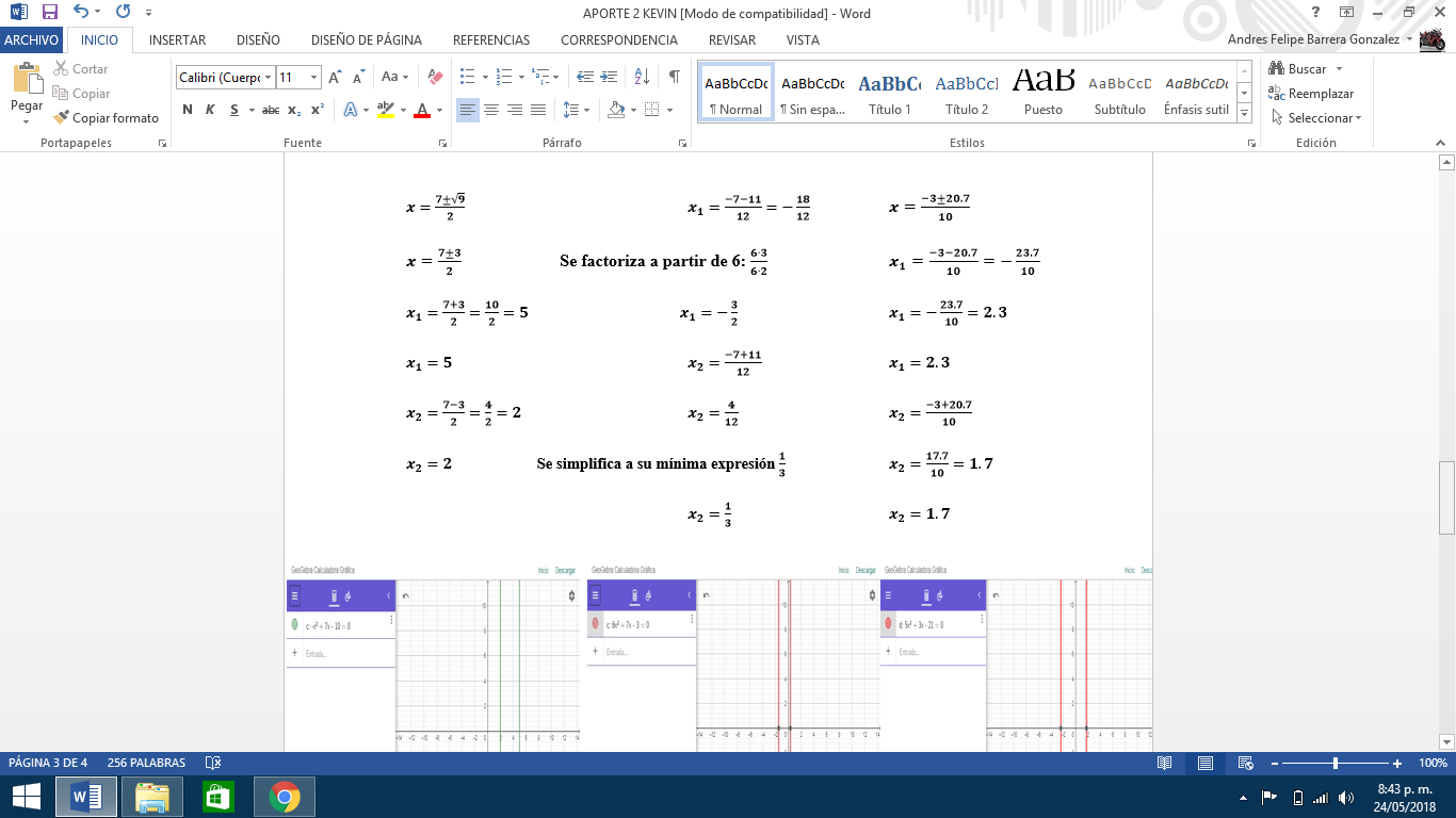 Ecuaciones e Inecuaciones: EJEMPLOS DESARROLLADOS EN GEOGEBRA
