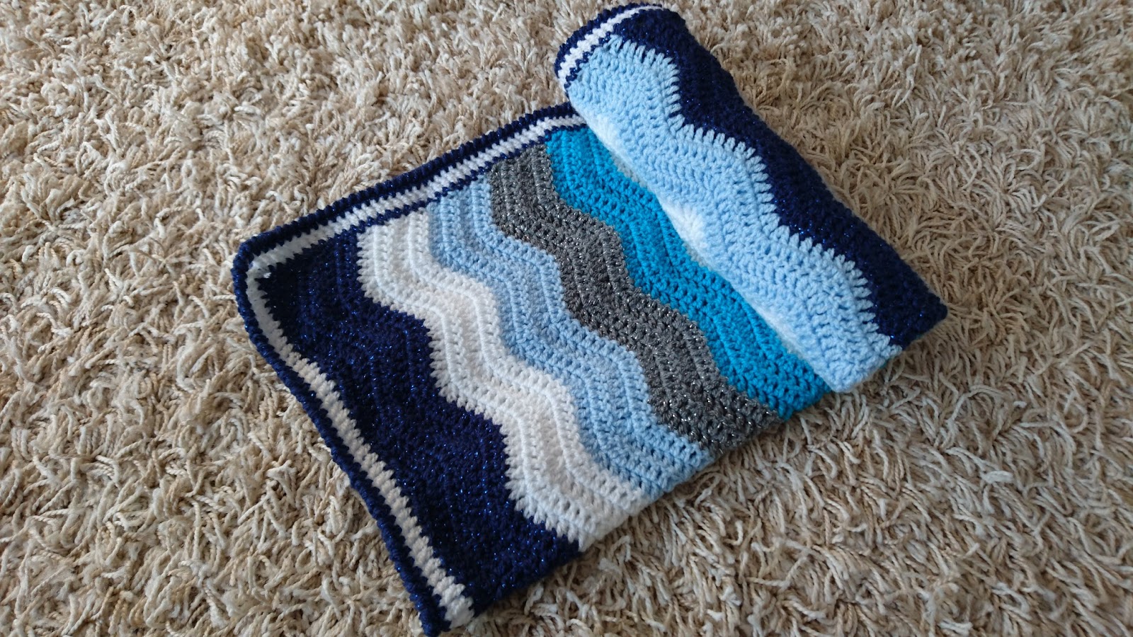 Game Schooling Mama: Baby Boy Crochet Blue Ripple Blanket Attic 24 Pattern
