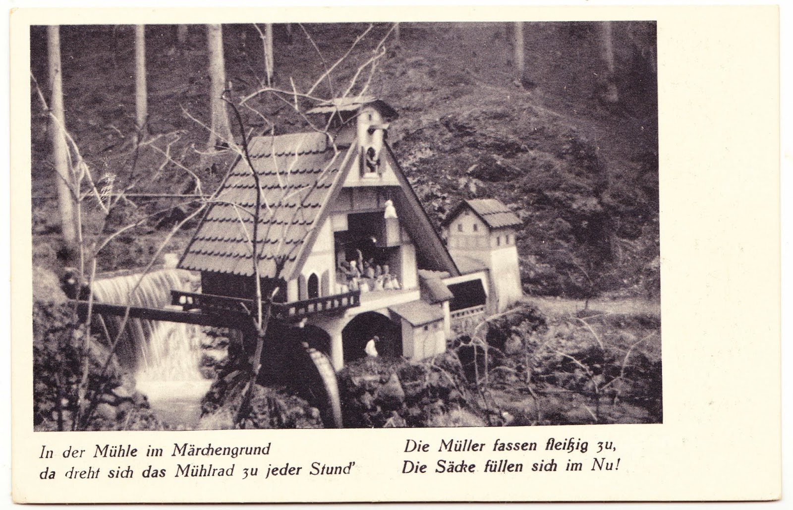 Papergreat: German postcard: In the mill in Märchengrund
