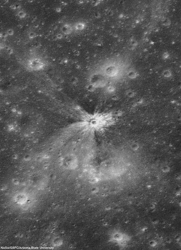 Lunar Pioneer: Ranger 8 impact on 'new' Lunar Orbiter photograph