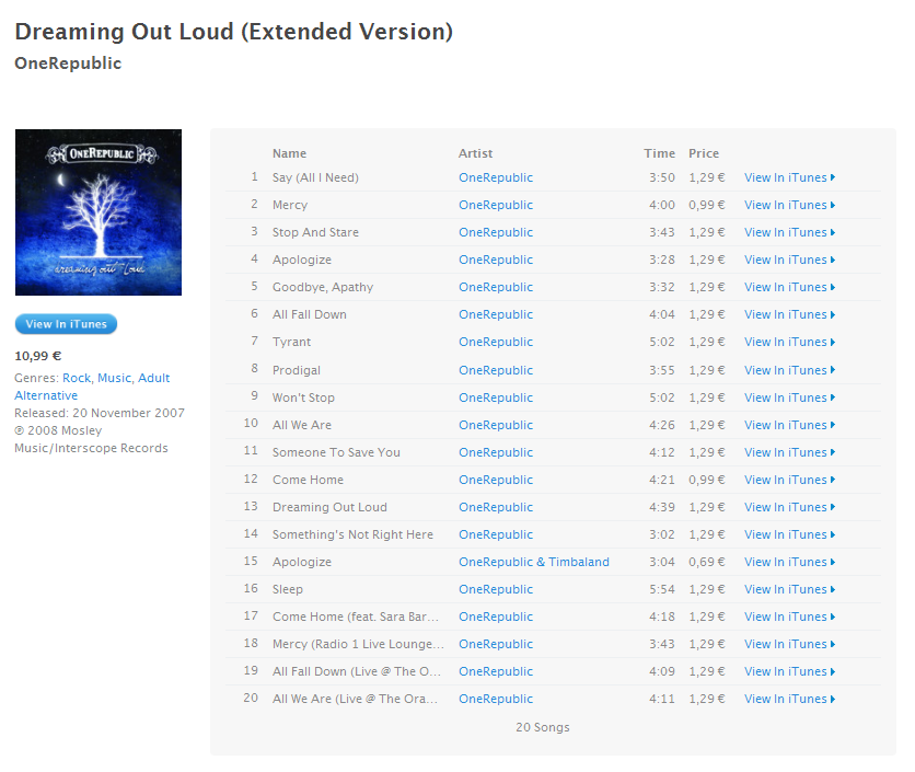 OneRepublic - Dreaming Out Loud (Extended Version) [iTunes Plus AAC M4A ...