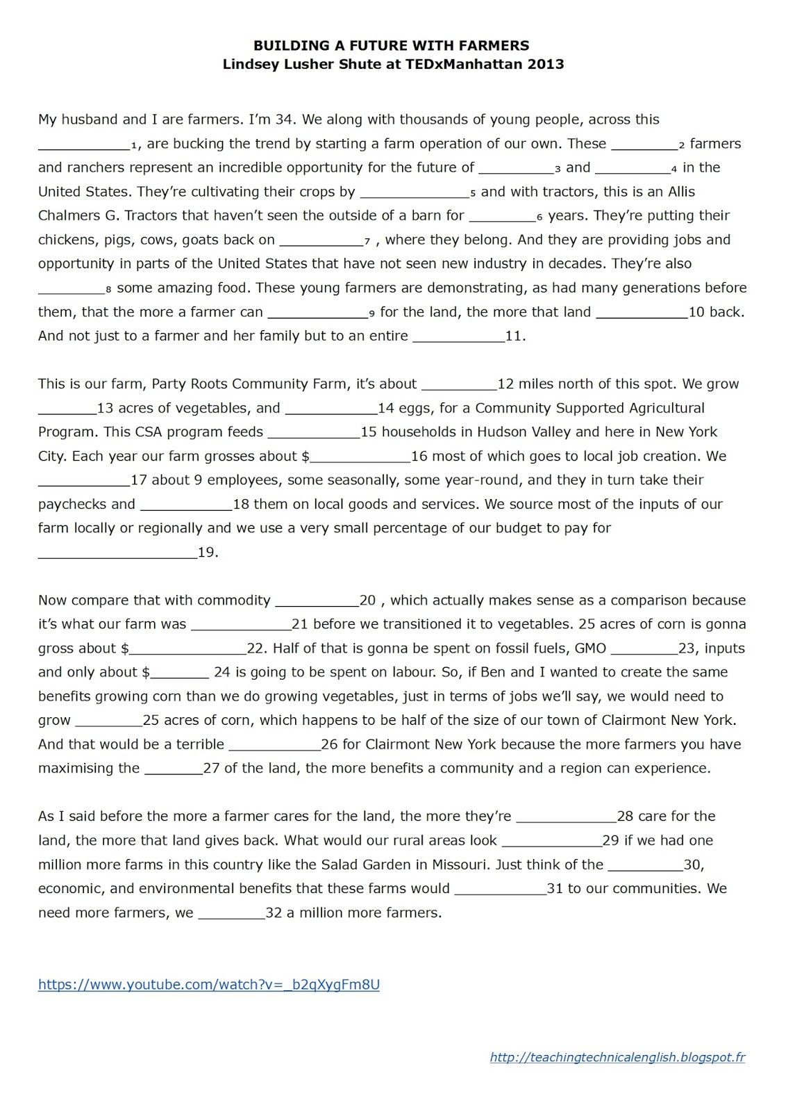 Teaching Technical English: A Future with Farmers TEDx Listening ...
