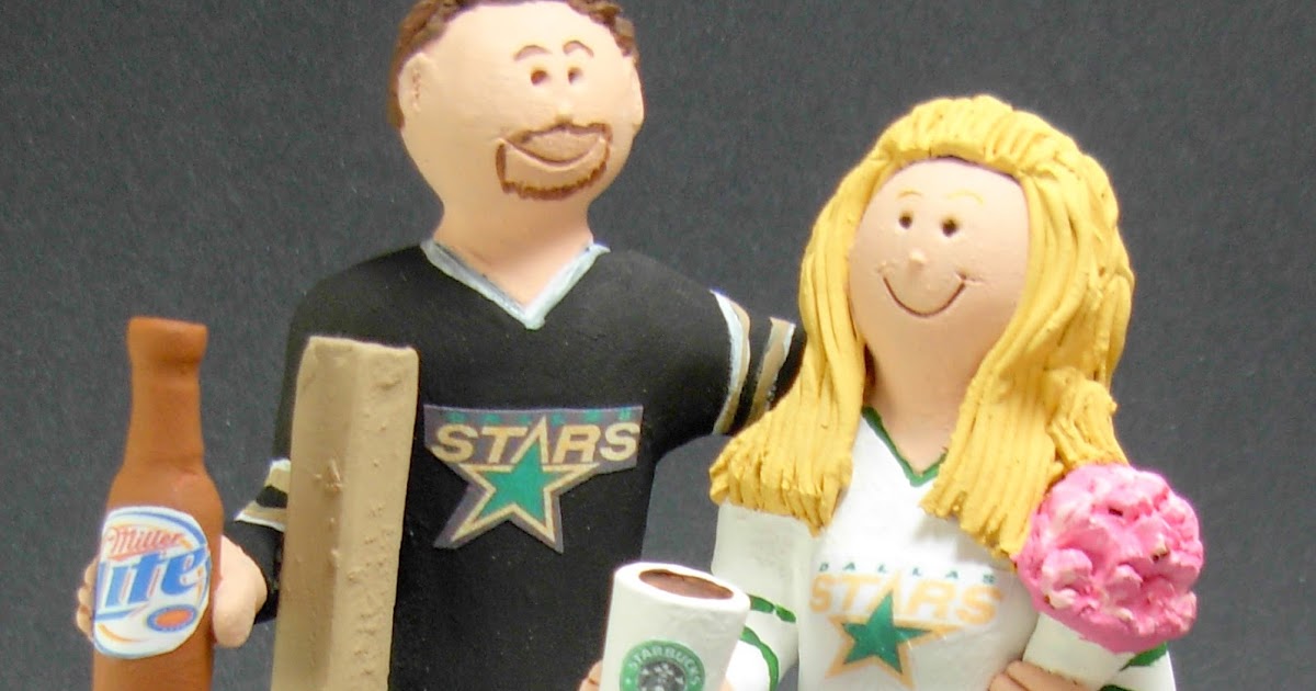 custom wedding cake toppers: Dallas Stars Wedding Cake Topper