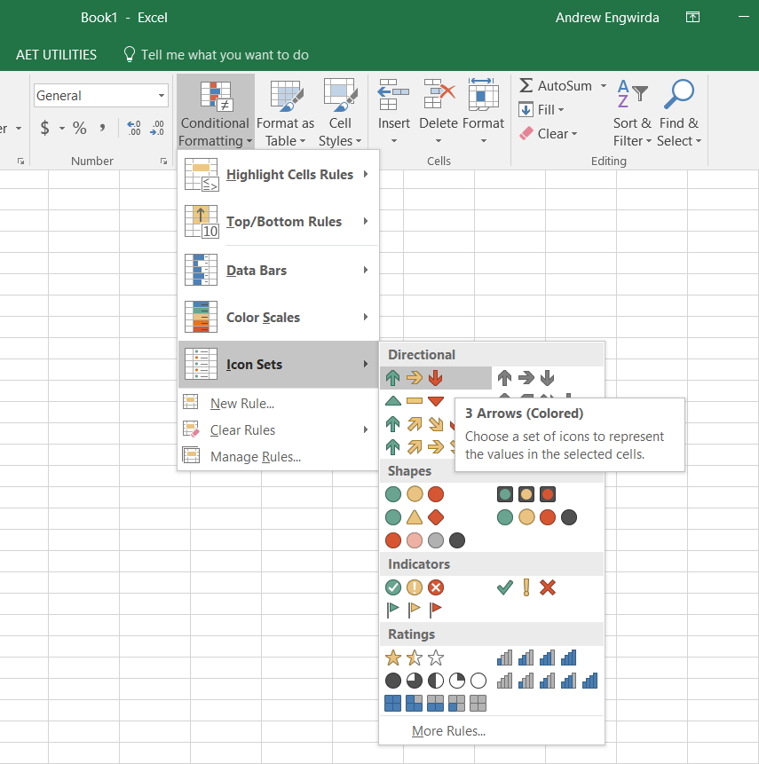 Andrew's Excel Tips: Icon Set Alternative