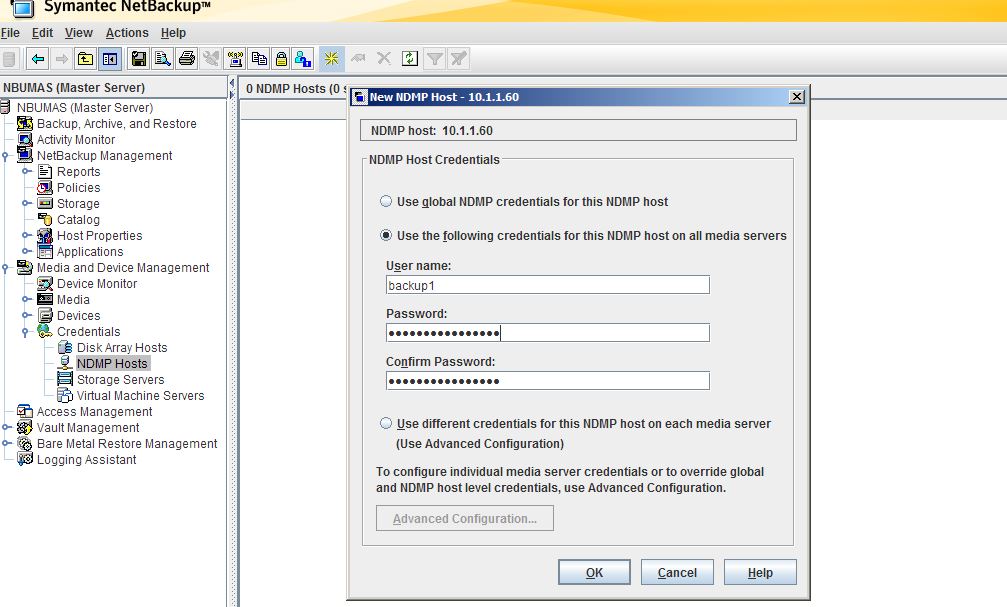 Remote Infrastructure Management Netbackup Ndmp Backup Configuration
