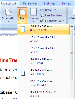 Page Setup di Word 2007