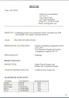 Resume Sample For Job Application