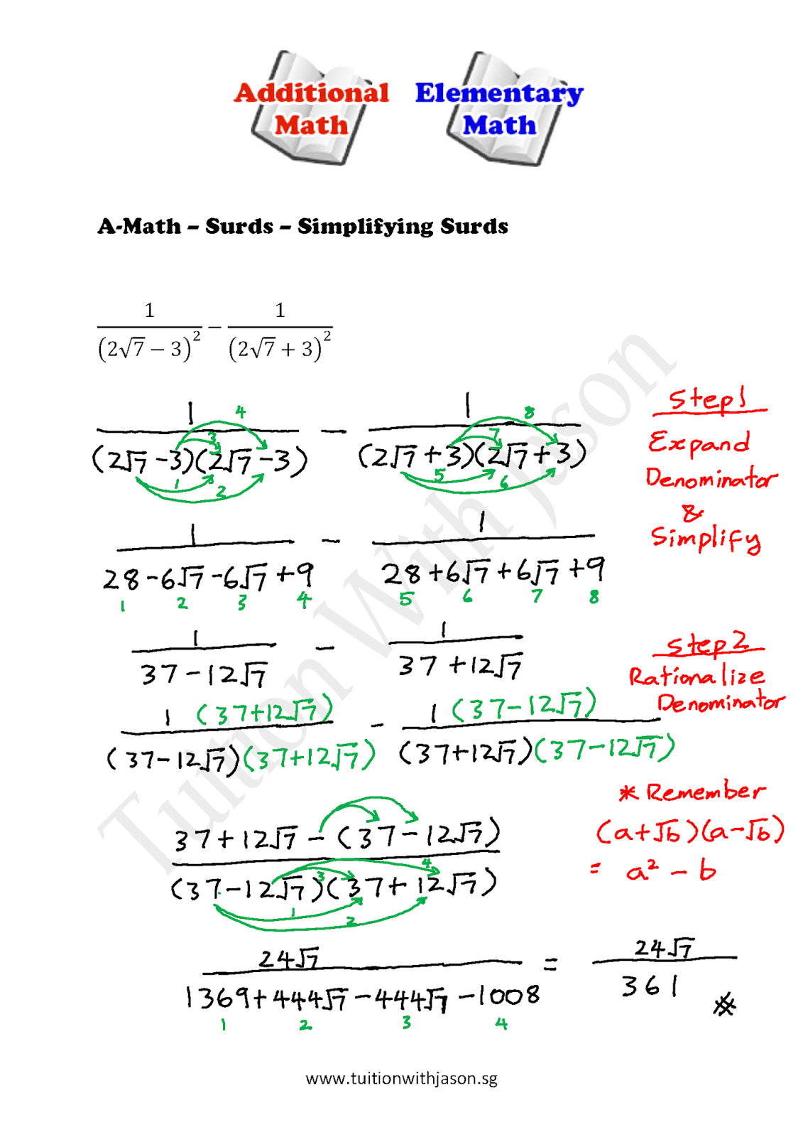 A-Math - Surds - Simplifying Surds | Singapore Additional Math (A-Math ...