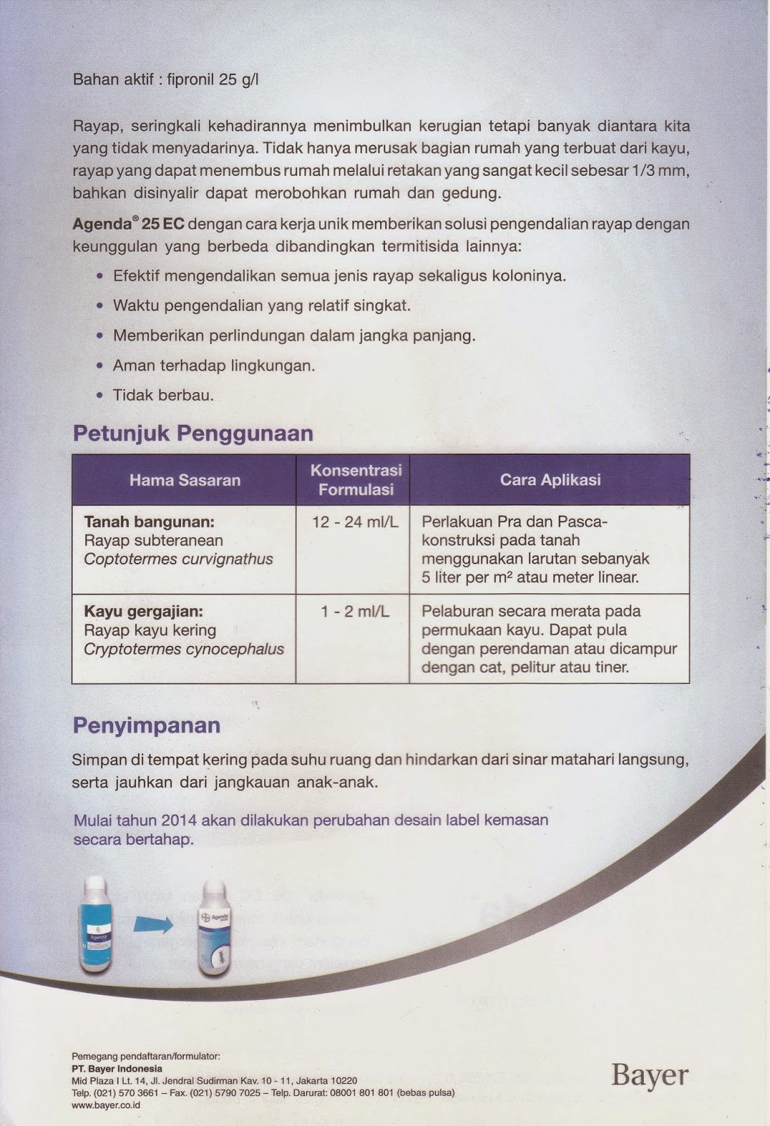 Anti Rayap Agenda 25 EC 1 L Dari Bayer | JESSKA SHOP