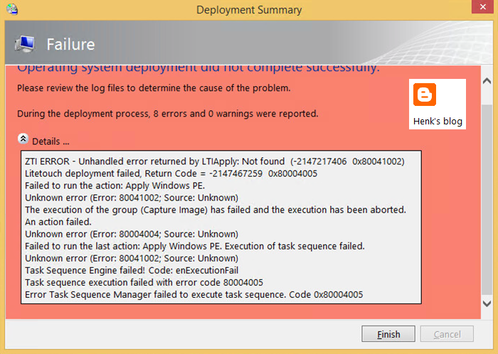 Henks Blog Sysprep And Capture Task Sequence Fails When Capture A Windows 8x Image