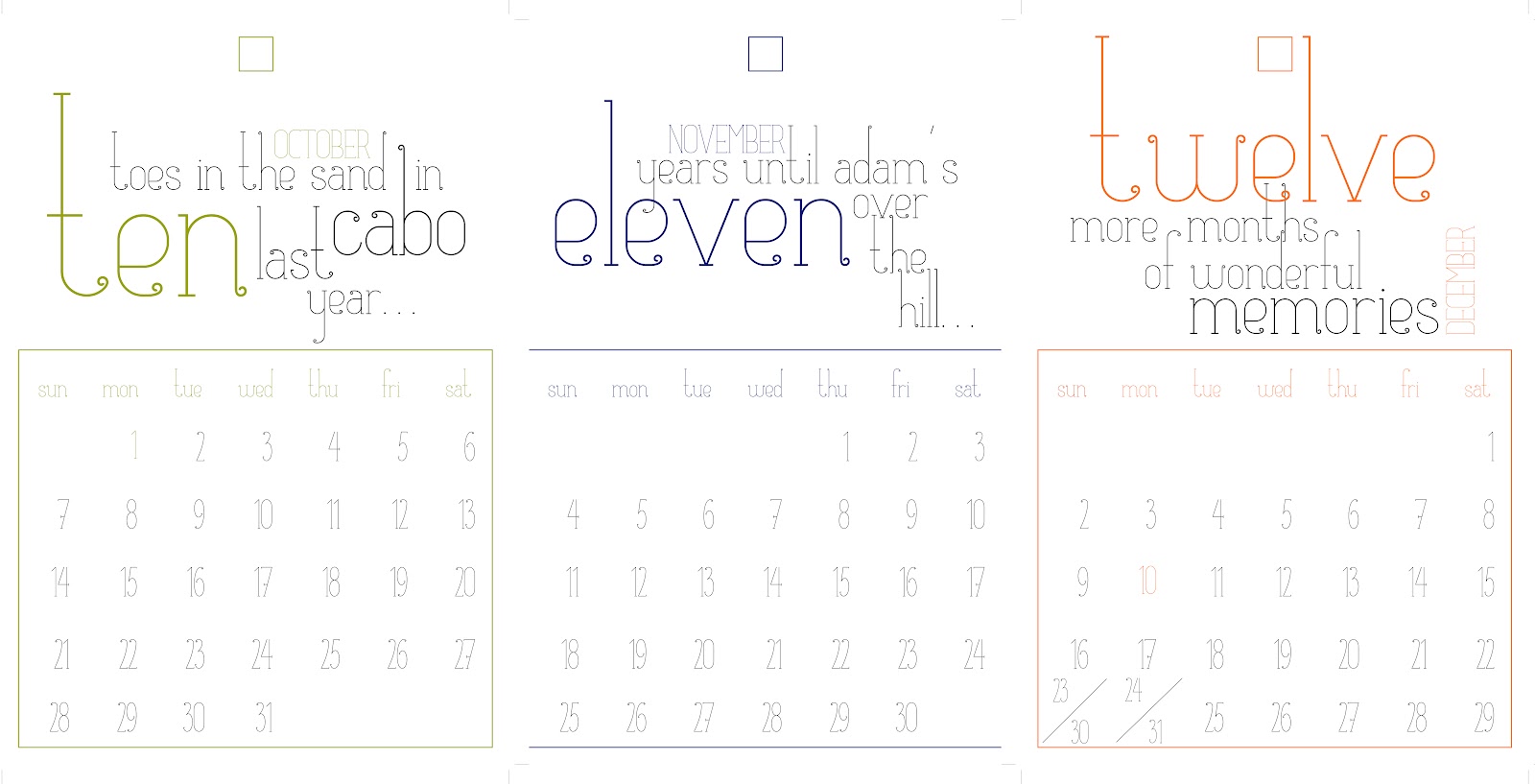 Sewing Barefoot Make Your Own Calendar