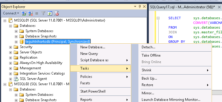 Teguh Triharto Learning Center How To Mirroring Microsoft Sql Server 2012 2014 2016