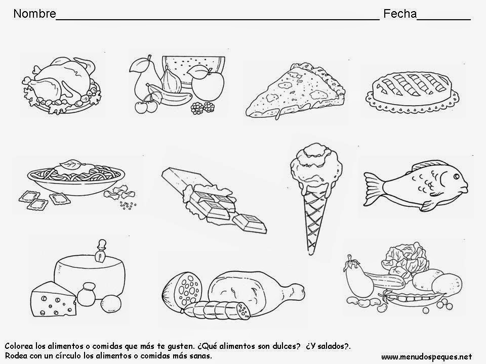 La alimentación infantil: Colorea los alimentos