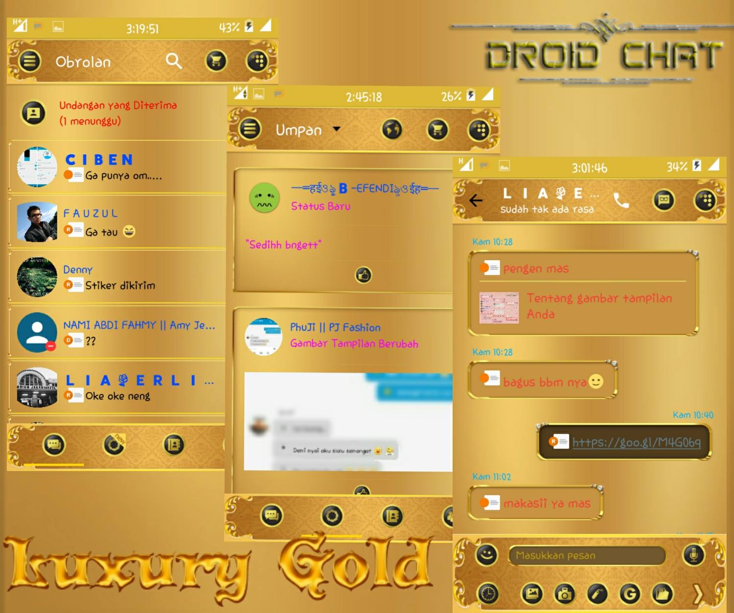JAGO TECKNO: Bbm Droid Chat Luxury Gold