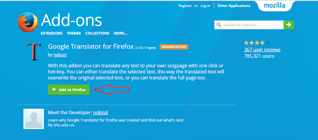Cara Memasang Google Terjemahan Di Mozilla Firefox ~ Cari2-Cara