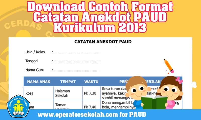 Download Contoh Format Catatan Anekdot PAUD Kurikulum 2013 - Biologizone
