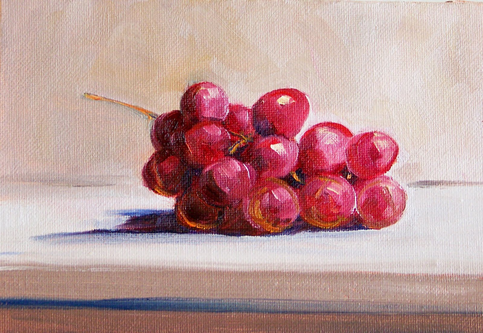 Painting Small Impressions: Red Grapes in Daylight
