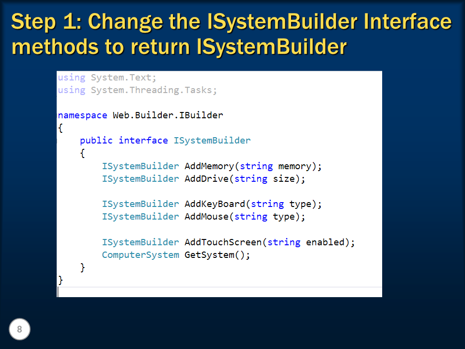 Sql Server Net And C Video Tutorial Fluent Builder Design Pattern Slides