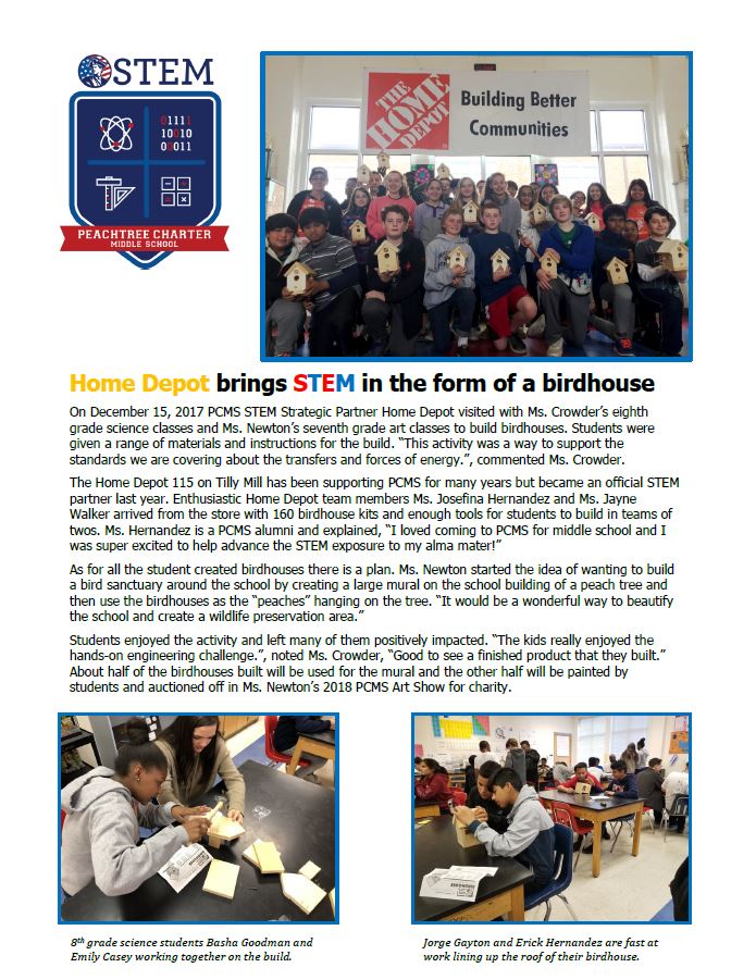 Peachtree Charter Middle School STEM Partnership with Home Depot - The ...