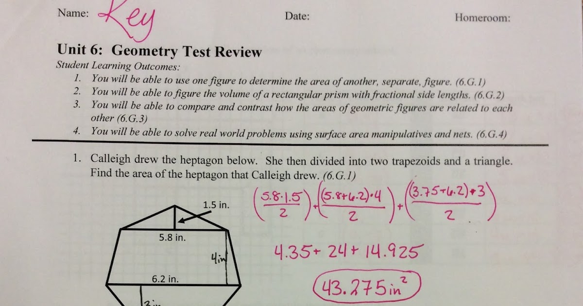 Sixth Grade Scholars: Geometry Test Review