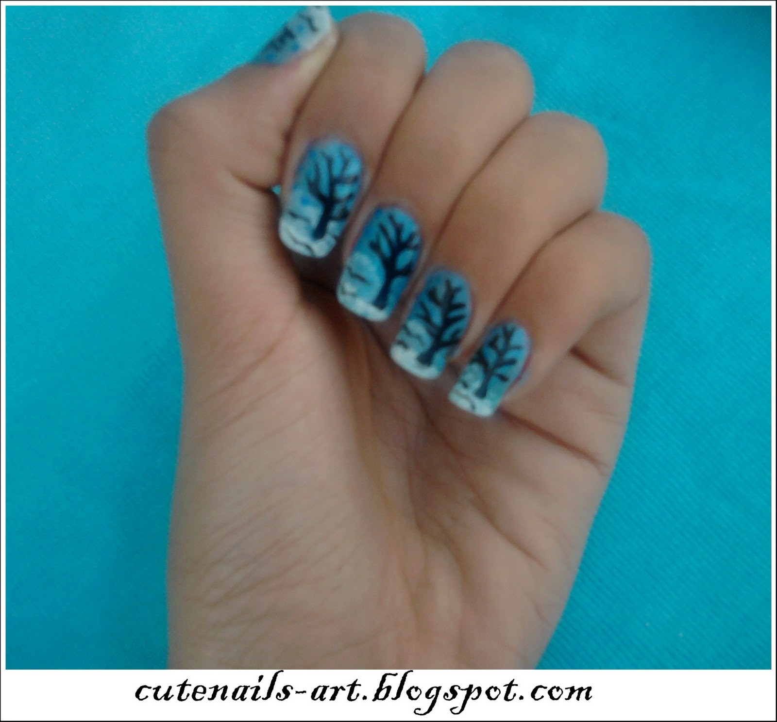 cutenails-art: my Winter tree / Nail Art