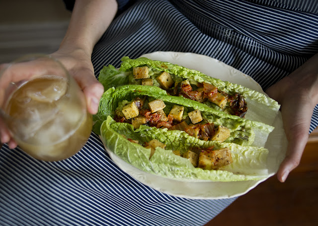 Romaine Boats with Crispy Tofu