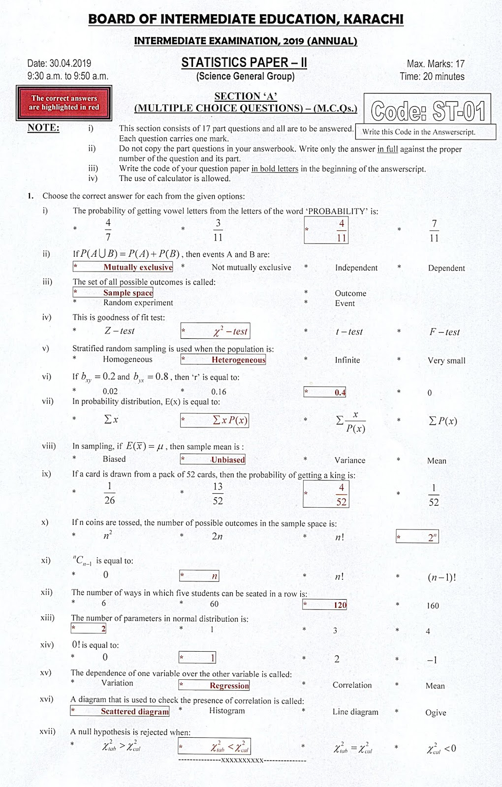 Education Is The Key To Success: Statistics Paper II - (English ...