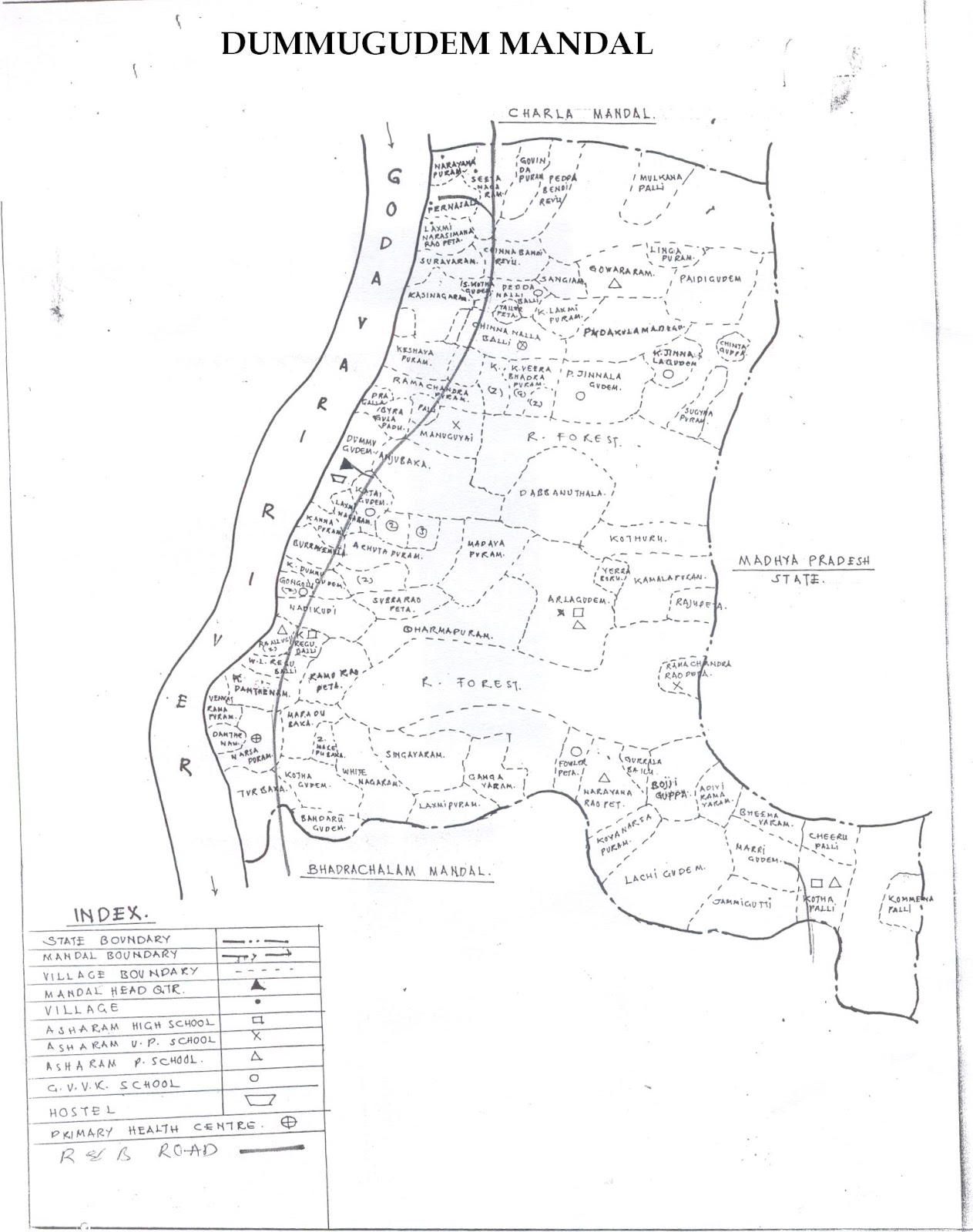 Sub-Collector's Office, Bhadrachalam: Dummugudem Mandal Map