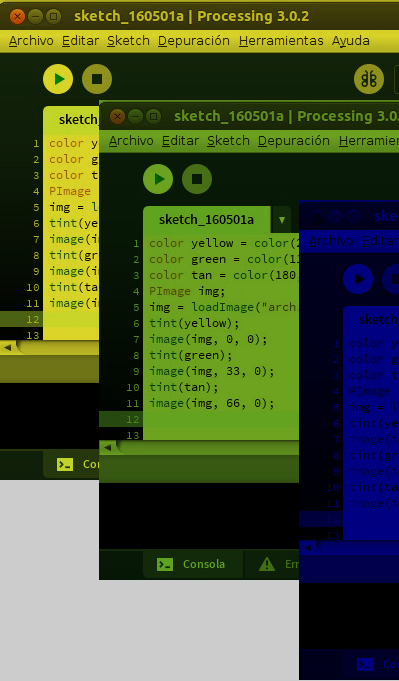 Processing en Secundaria: Ejemplos 8 (imagenes tintadas),