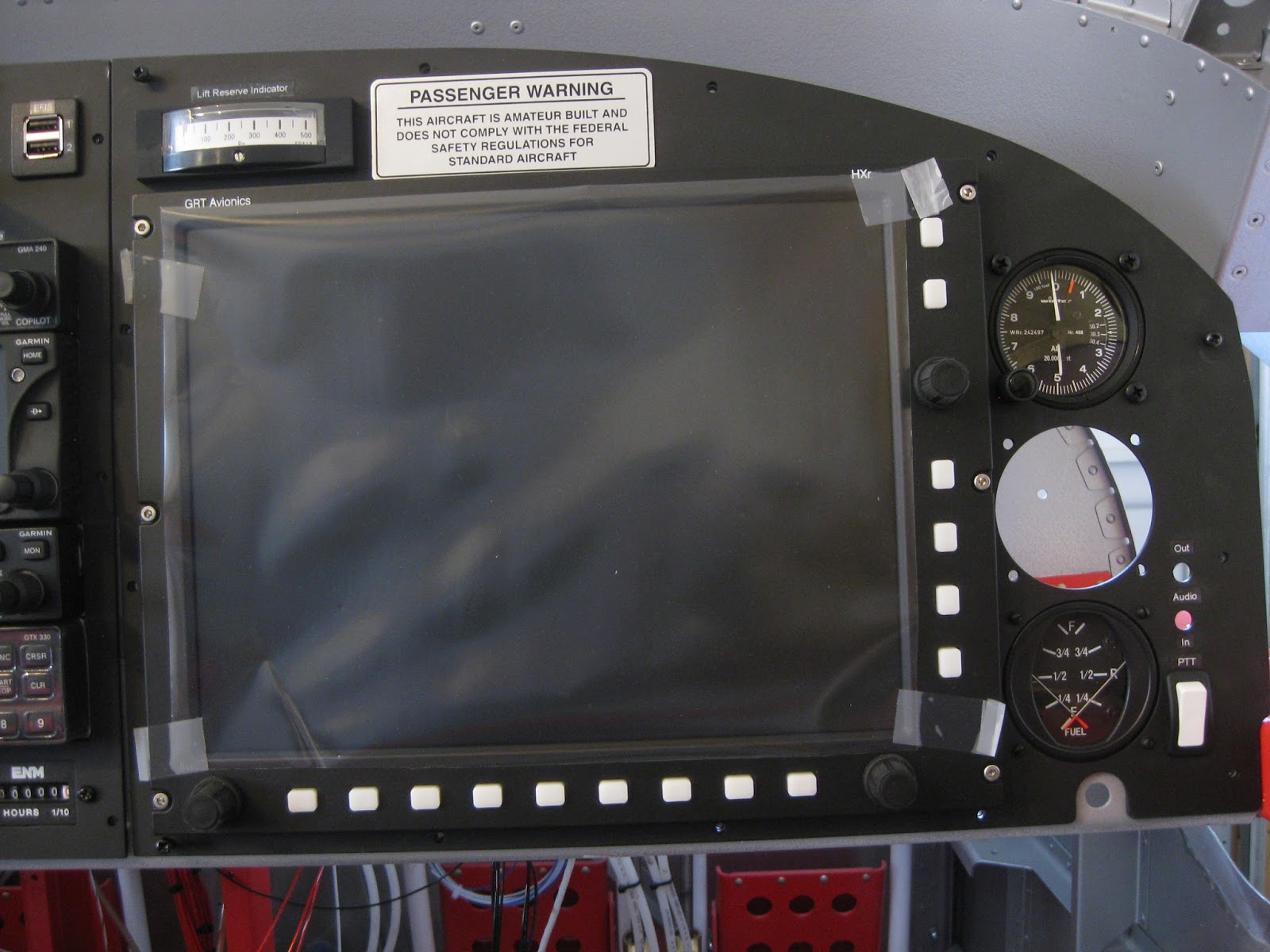 E's Van's RV-14A: Avionics/Panel: Panel assembly test fit.