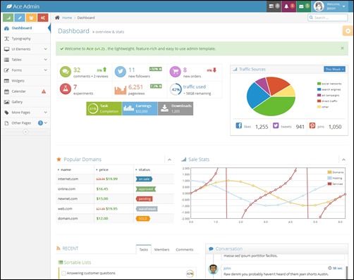 Ace - Responsive Admin Template Free download