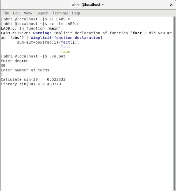VTU CSE LABS: CPL 9 - Sin(X) USING TAYLOR SERIES