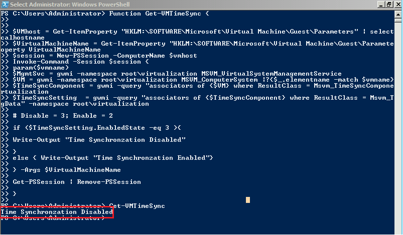 Check Hyper-V Settings for Time Synchronization Status for a Virtual ...
