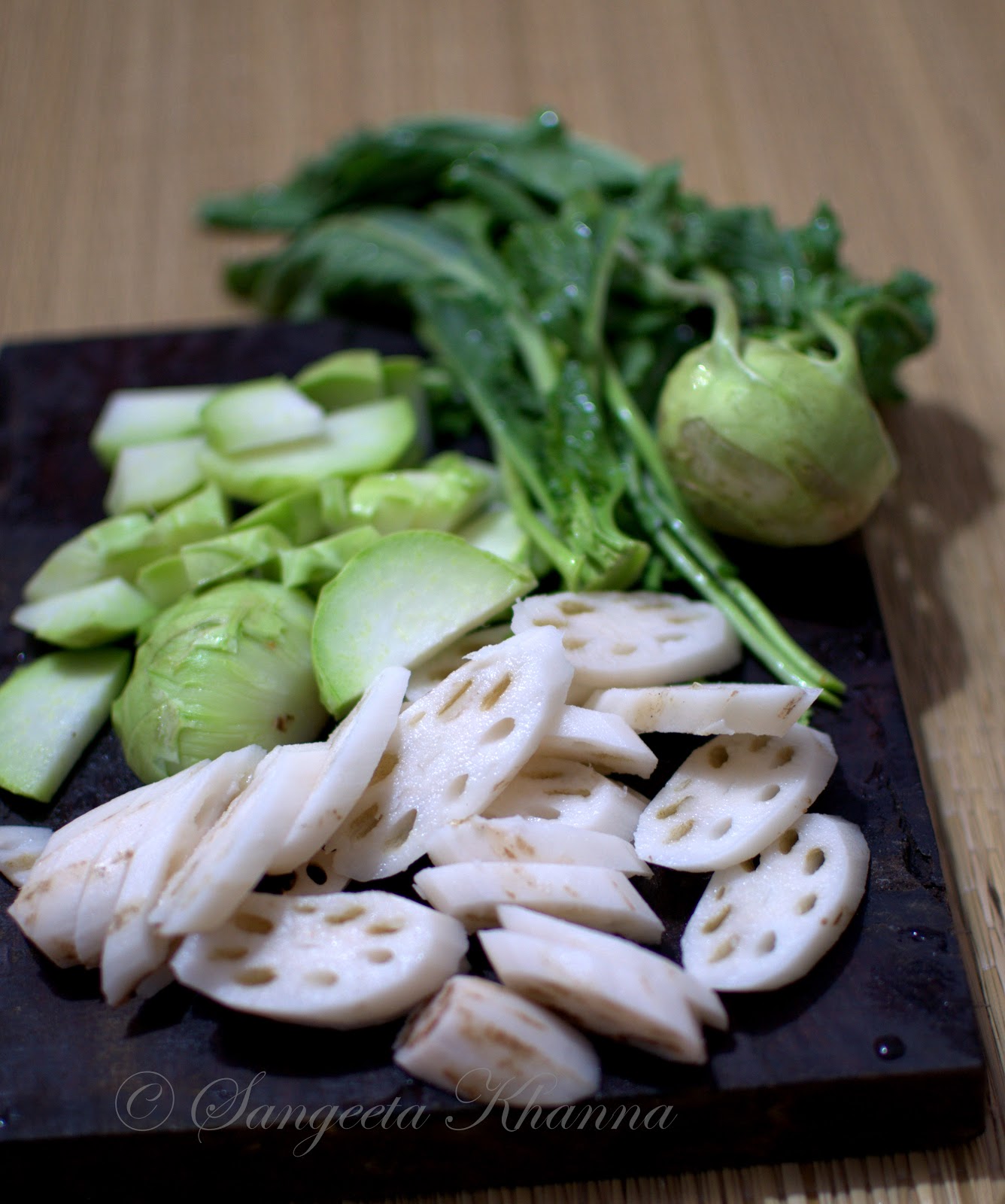 knol khol, kohlrabi or ganth gobi...two soupy Kashmiri style curry with ...