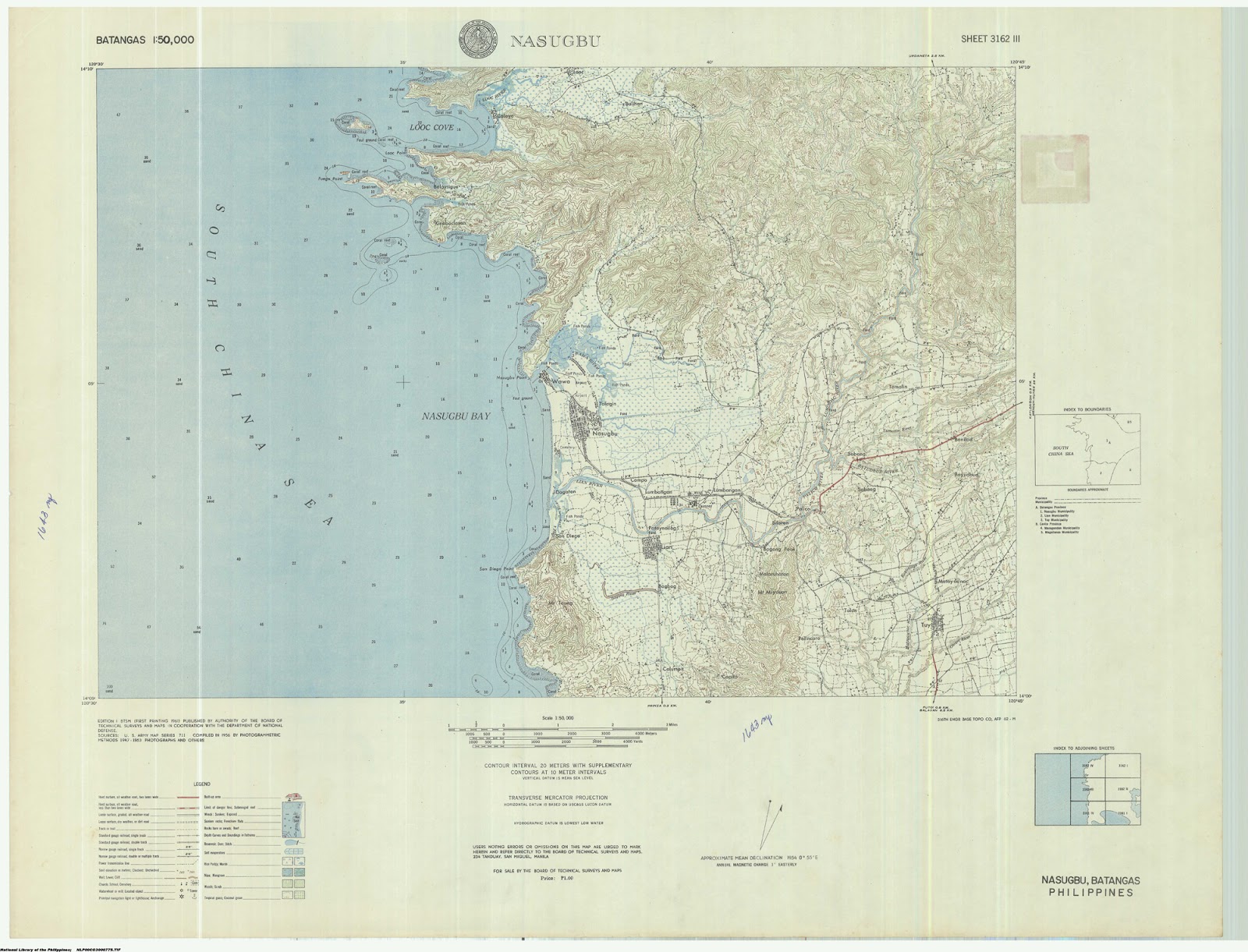 Map of Nasugbu, Batangas, 1961 - Batangas History, Culture and Folklore