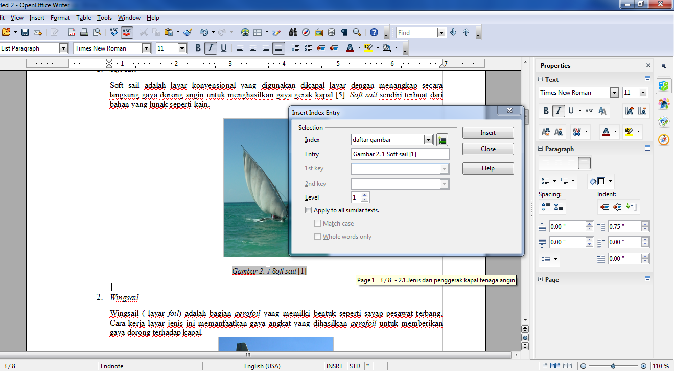 Cara Membuat Daftar Gambar / Tabel Pada Apache OpenOffice - bagus3d